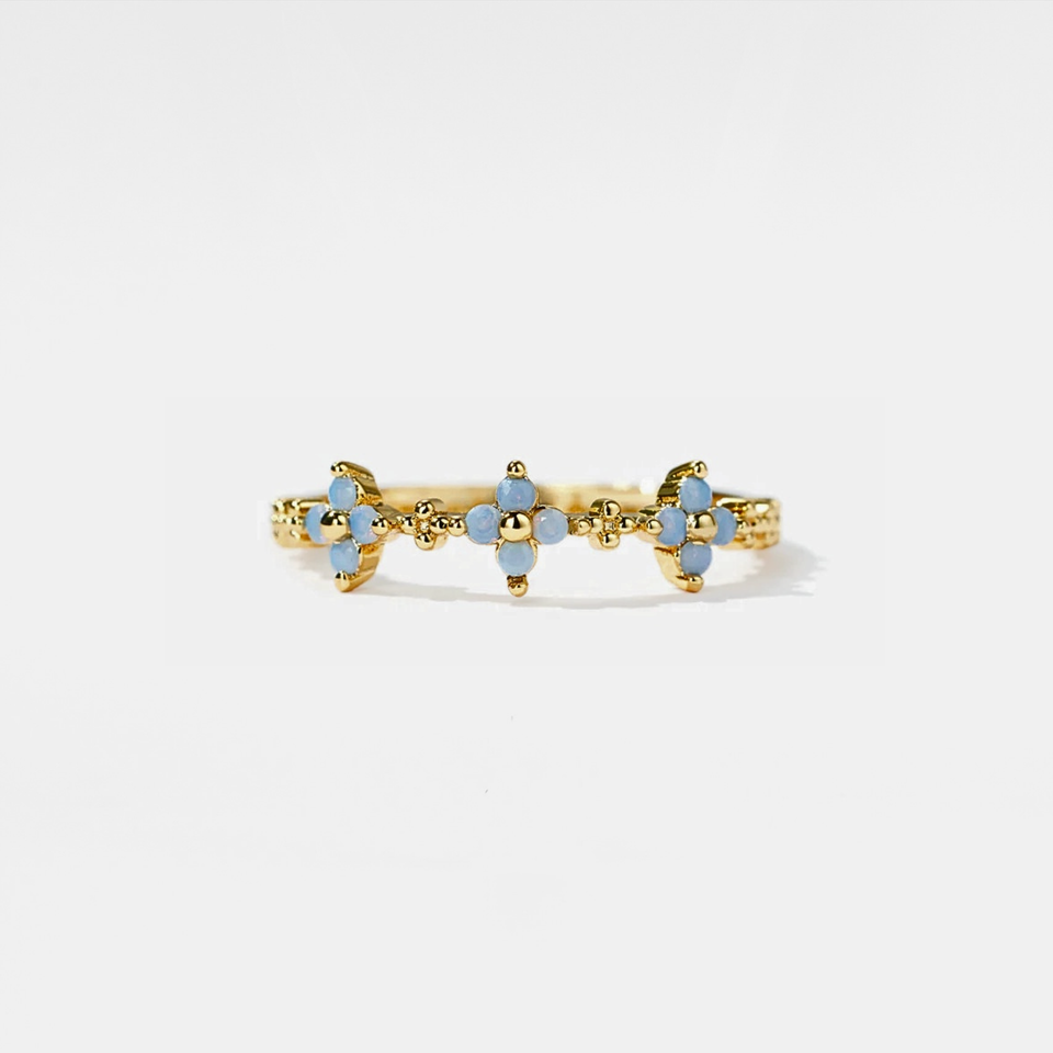 Gold Dainty Stackable Blue Flower Ring – Addison Ann Jewelry