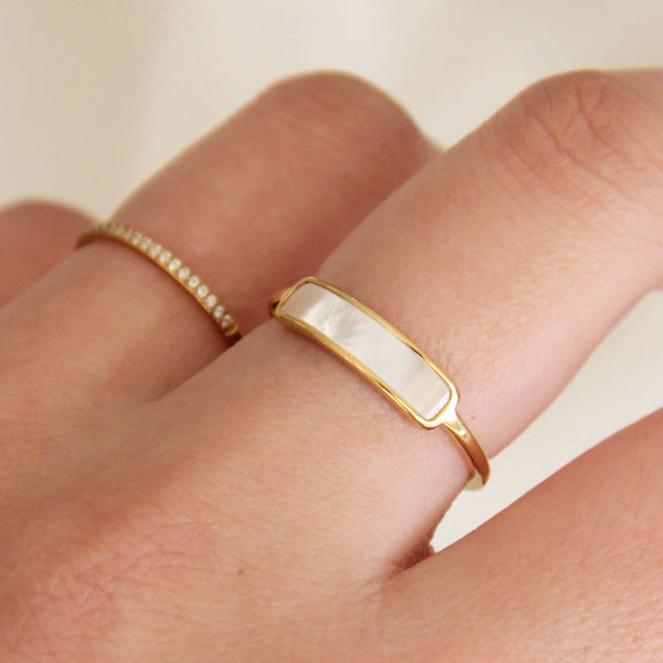 Mother of Pearl Bar Ring: Gold – Addison Ann Jewelry